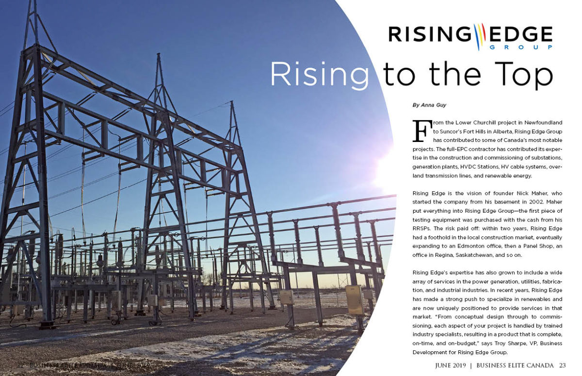 Rising Edge Group - Business Elite Canada Magazine