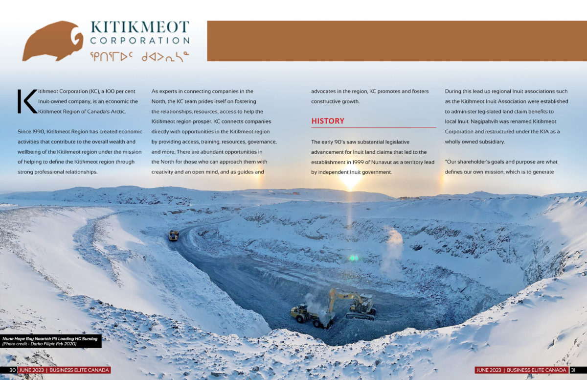 Kitikmeot Corporation - Business Elite Canada Magazine